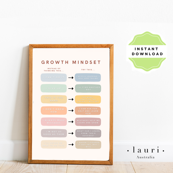 Boho Growth Mindset Poster for Kids - Social Emotional Learning - DIGI ...