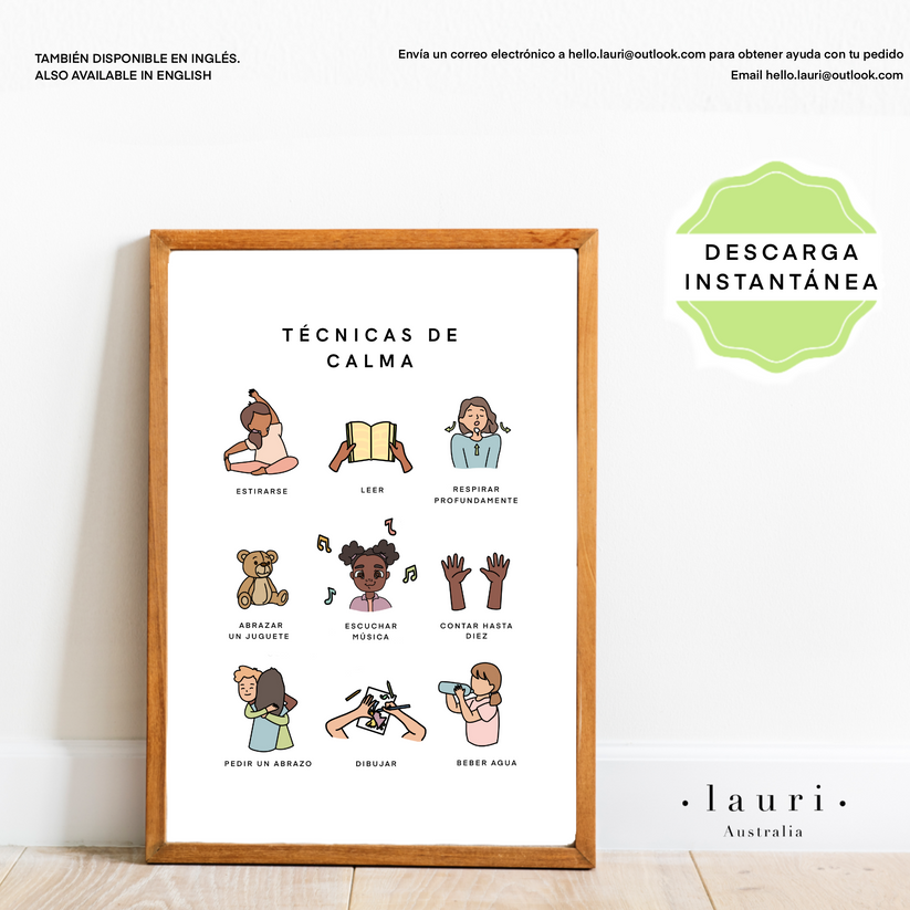 Spanish Calming Techniques for Kids Poster - Póster de Técnicas de Cal ...