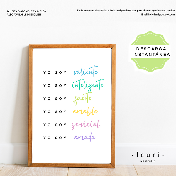 Spanish Positive Affirmations for Kids Poster - Póster de afirmaciones ...