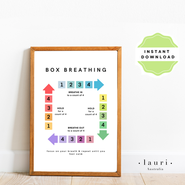 Bright Box Breathing Calming Technique for Kids Poster - Calm Corner P ...