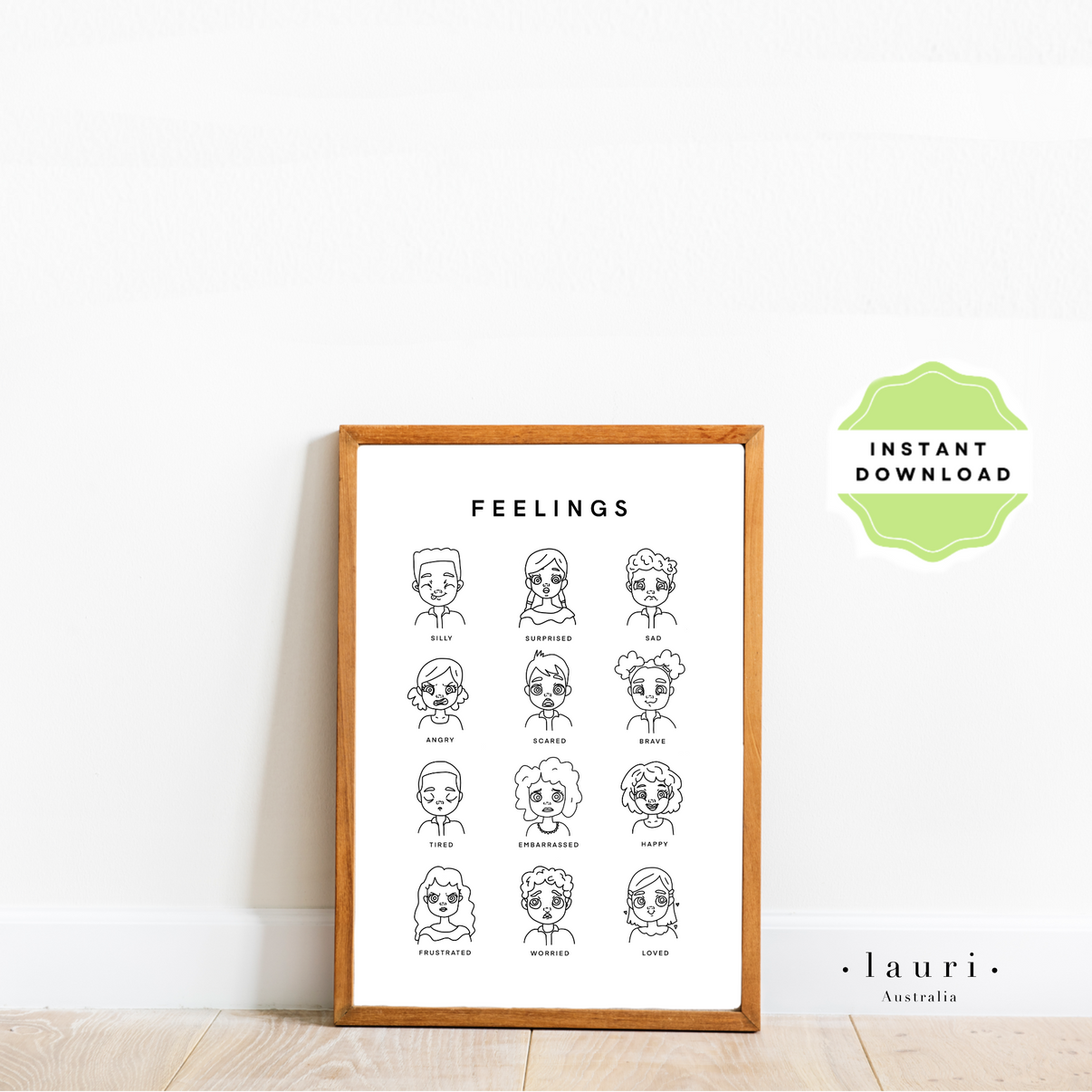 Feelings Poster for Child's Calming Corner - Black and White - DIGITAL ...