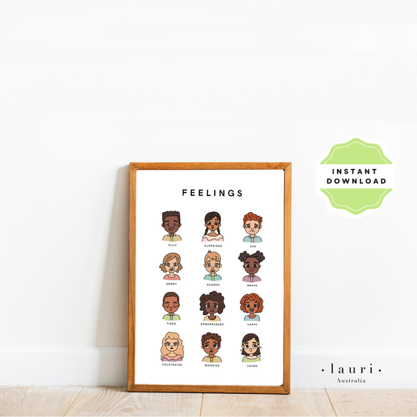Feelings Poster for Child's Calming Corner DIGITAL DOWNLOAD Print – Noggin